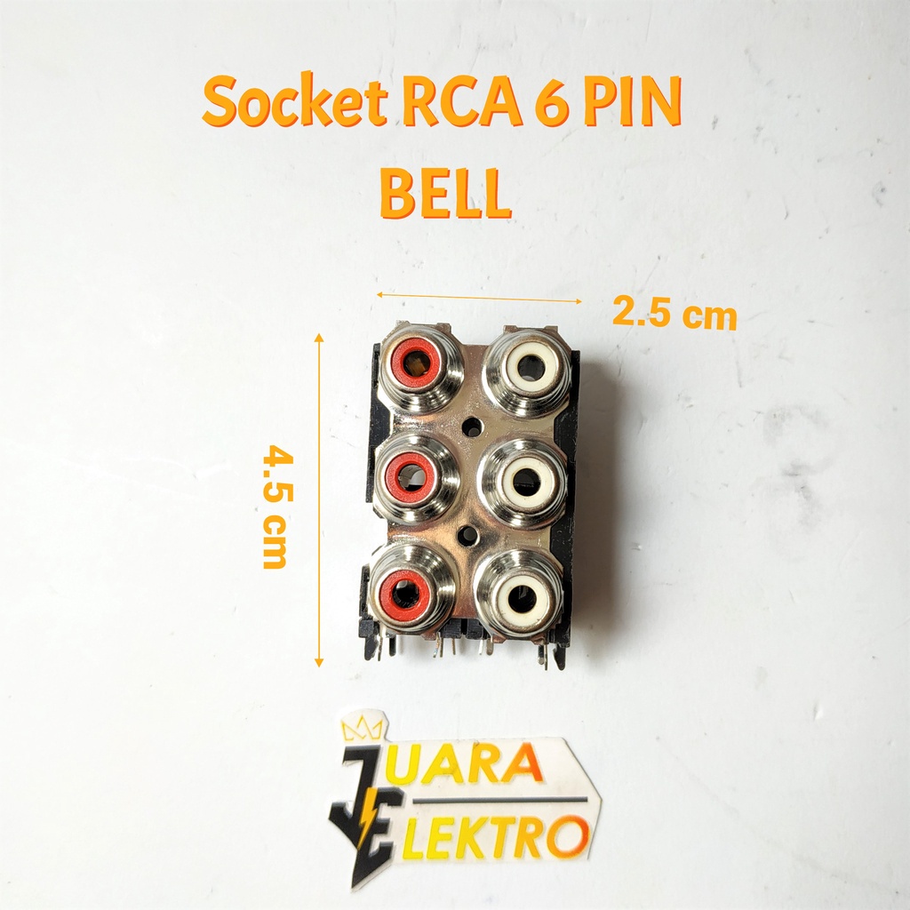 Jual Socket RCA 6 PIN Bell | Papan Socket / Lubang Socket Input RCA 6 PIN Bell-Terminal RCA ...