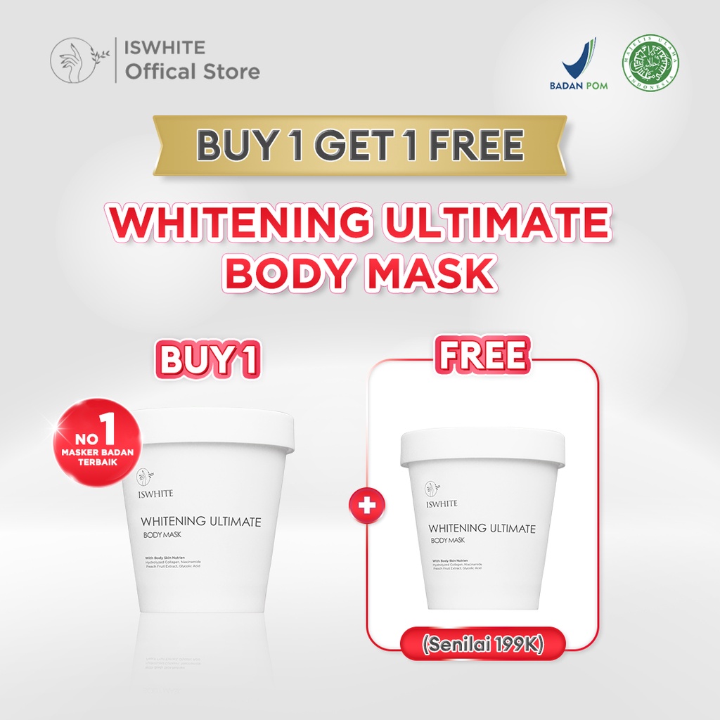 Jual [BUY 1 GET 1] ISWHITE Ultimate Body Mask | Masker Badan Pemutih ...
