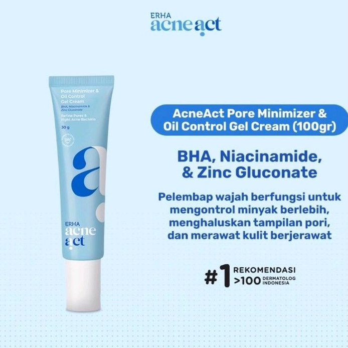Jual ERHA ACNEACT PORE MINIMIZER & OIL CONTROL GEL CREAM | Shopee Indonesia