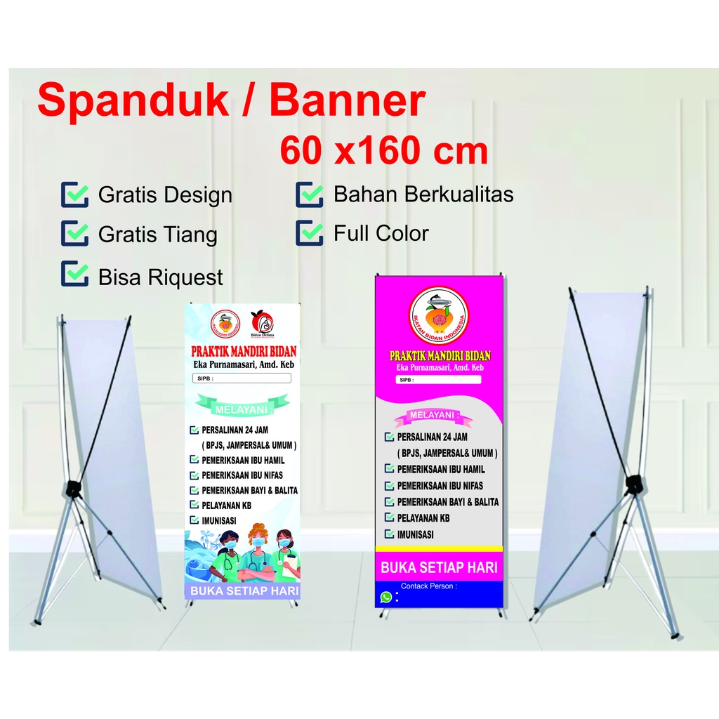 Jual Spanduk Banner Praktek Bidan Mandiri Free Tiang Penyangga | Shopee ...