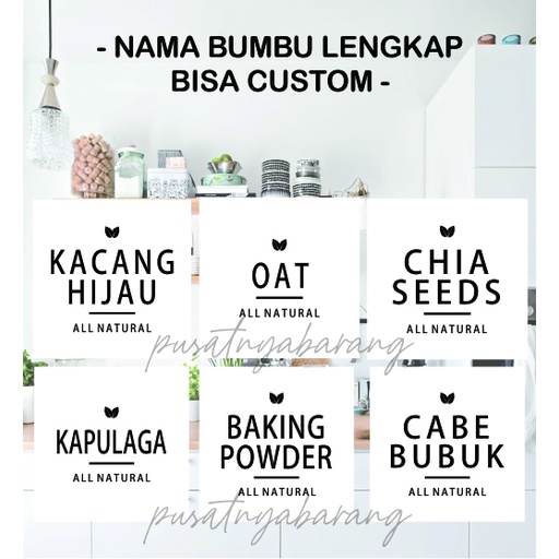 Jual Stiker Bumbu Dapur ANTI AIR BISA CUSTOM TEKS - Minimalis Modern ...