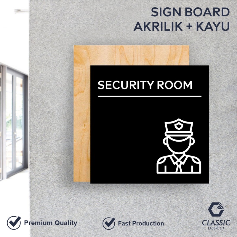 Jual Sign Board Akrilik + Kayu Timbul "Security" 25 x 25cm | Shopee ...