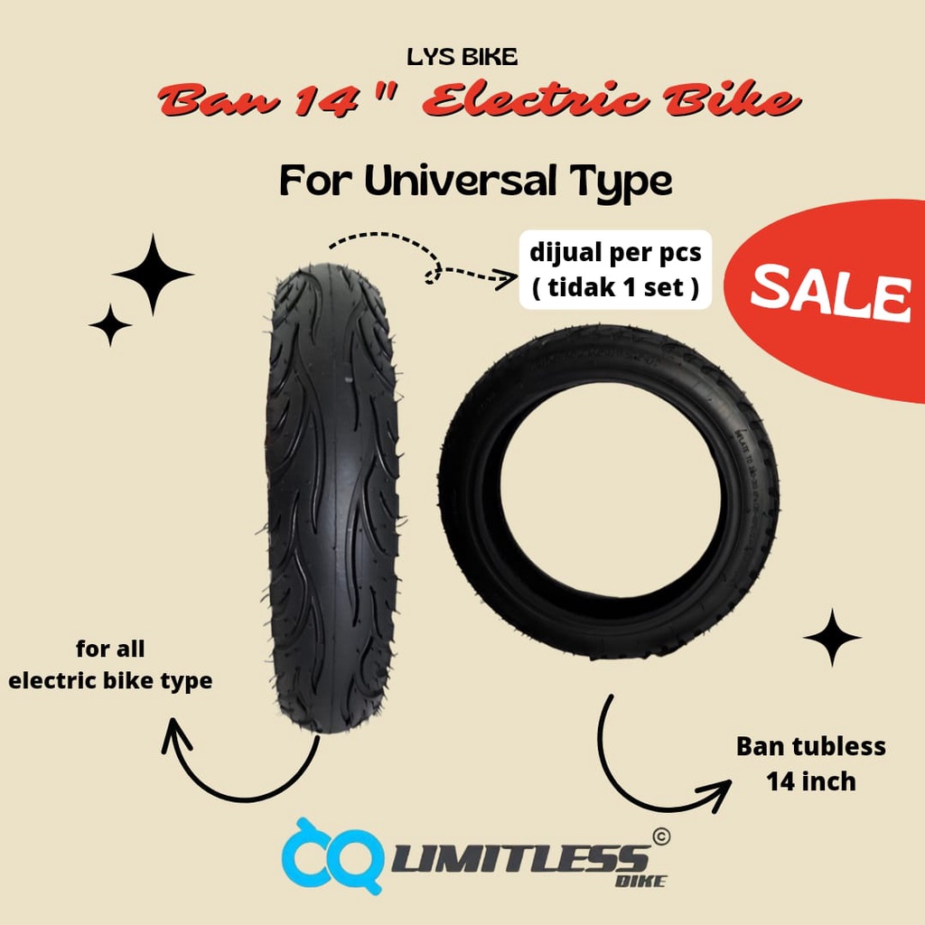 Jual Ban Sepeda listrik Tubles Tubeless Ukuran 14 inch / Ban Luar Roda ...