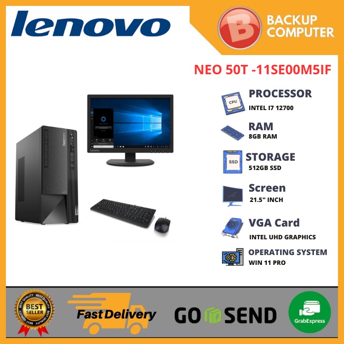 Jual PC LENOVO NEO 50T -11SE00M5IF i7-12700 W/ MONITOR 21.5 INCH ...