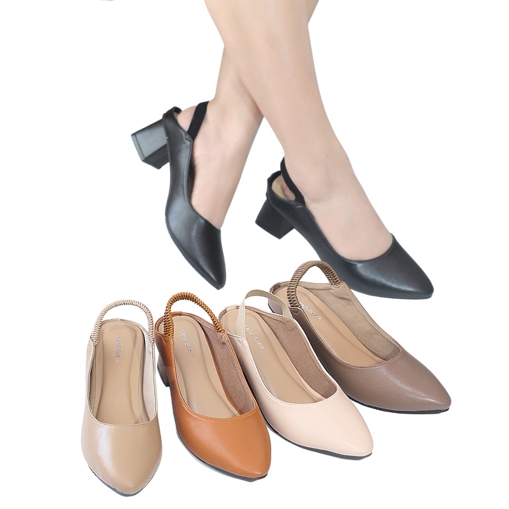 Jual UPSIZE YUNA Sepatu Wanita Mules Heel 5 Cm Jumbo Big size 41-45 ...