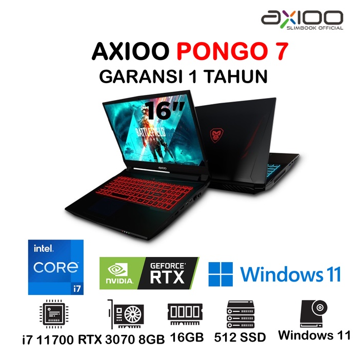 Jual Laptop Axioo Gaming Pongo 7 i7 11700 16GB 512 SSD RTX 3070 8GB ...