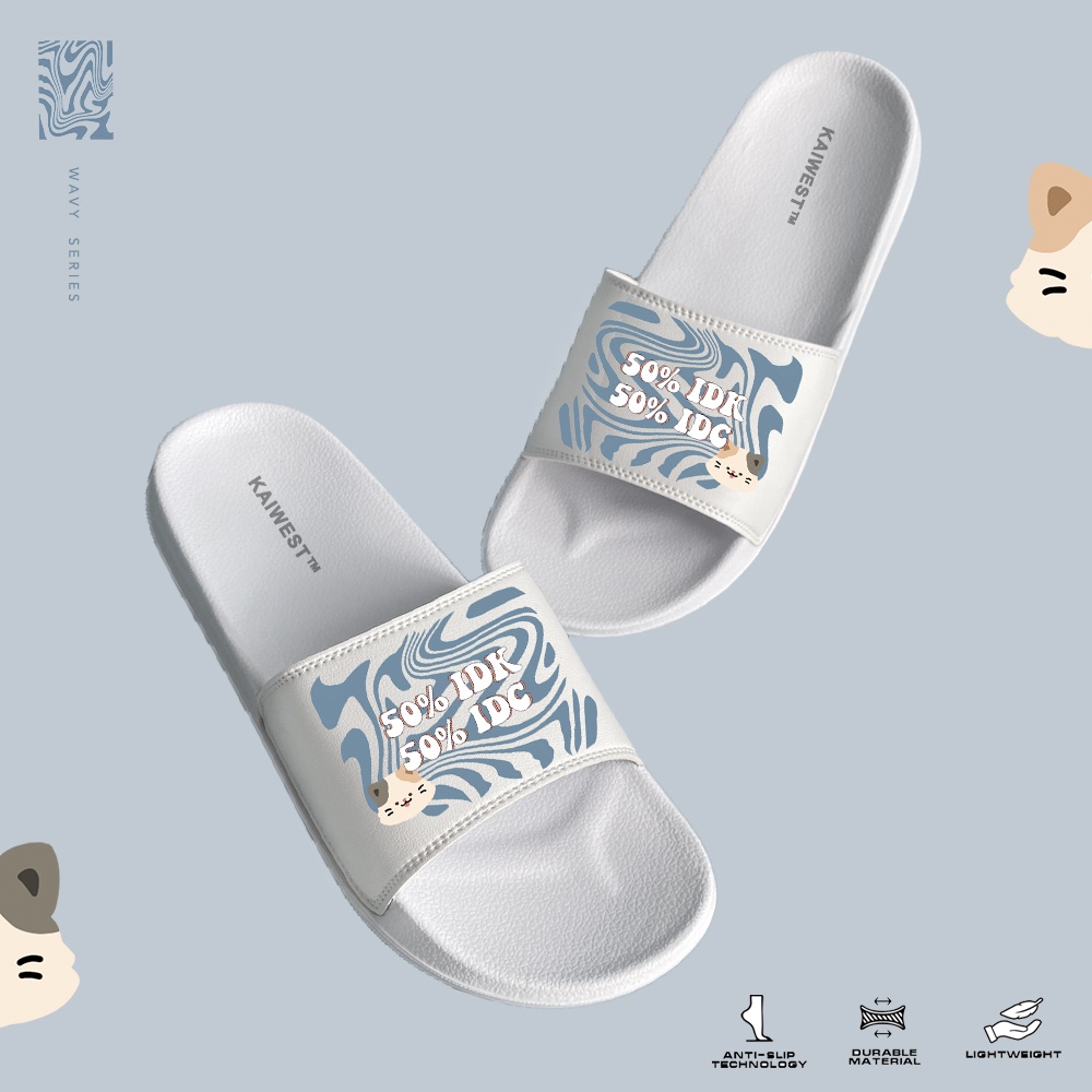Jual Kaiwest Cat Wavy White Premium Slide Sandal Slip On | Shopee Indonesia