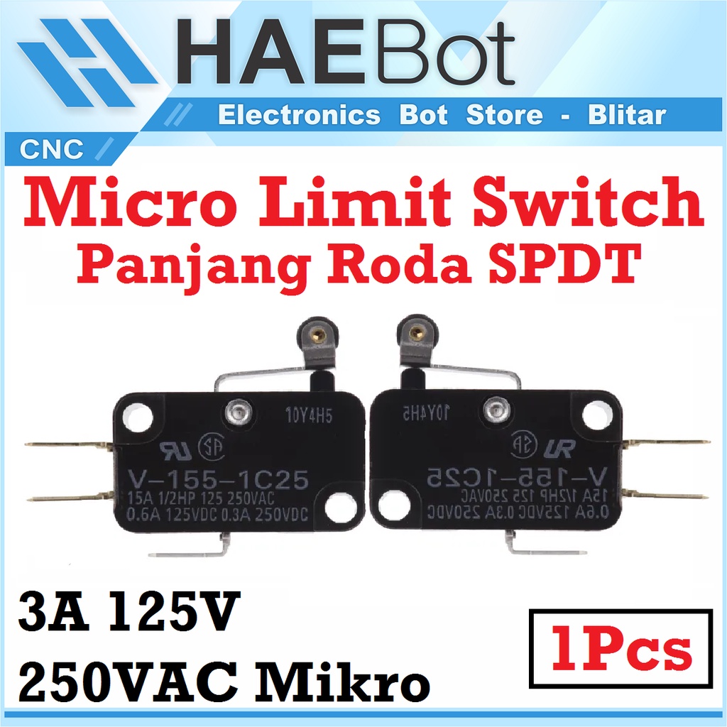 Jual [HAEBOT] Micro Limit Switch Panjang Roda Roller SPDT 250V 15A Saklar Mikro Tekan Mini Kecil ...