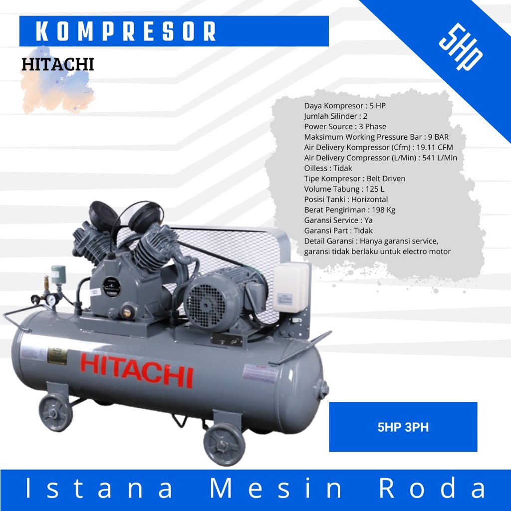 Jual Kompresor Kompressor Air Compressor Hitachi Bebicon 5 hp 3 phase | Shopee Indonesia