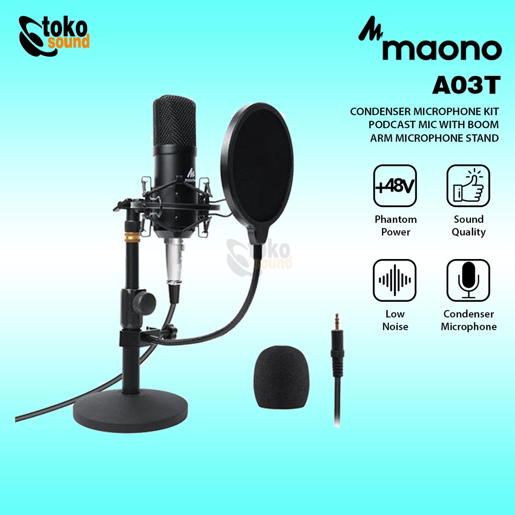 Jual Maono AU-A03T XLR Condenser Podcasting Microphone Kit | Shopee Indonesia