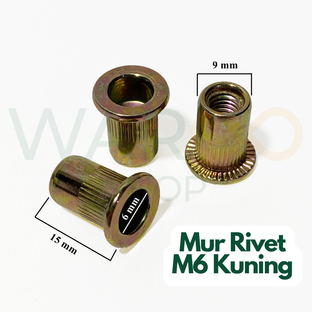 Jual Mur Rivet Nut/Rivnut/Nutsert M6 Kuning - 5 pcs | Shopee Indonesia