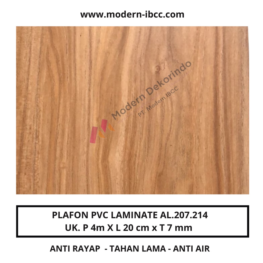 Jual Plafon PVC Laminated Doff Motif Kayu Tebal 7 mm Lebar 20 cm Khusus ...