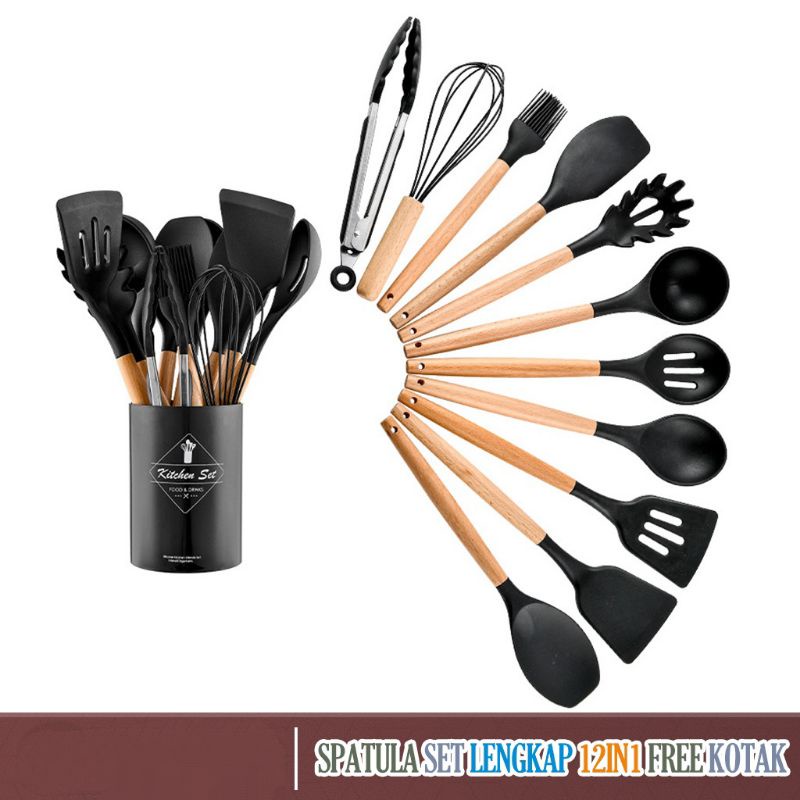 Jual 「Skylo🇲🇨」Silicone Spatula Utensil Set 12pcs Alat Masak Sehat Tahan ...
