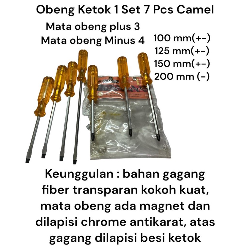 Jual CAMEL Obeng Ketok 7 pcs lengkap 1 set Obeng GETOK Obeng Camel ...