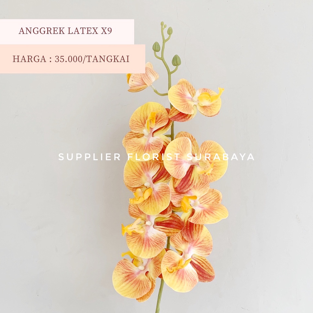 Jual [9 KEPALA] BUNGA PALSU ANGGREK BAHAN LATEX REAL TOUCH MIRIP ASLI ...