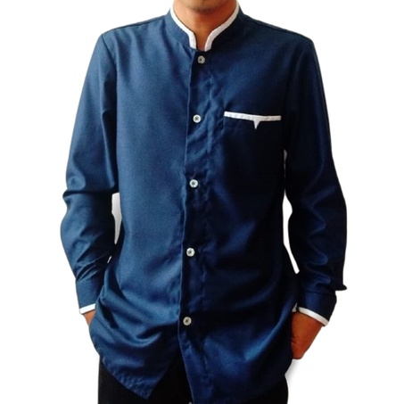 Jual Baju Koko Kemko Navy Biru Dongker Kemeja Koko Pria Lengan Panjang ...