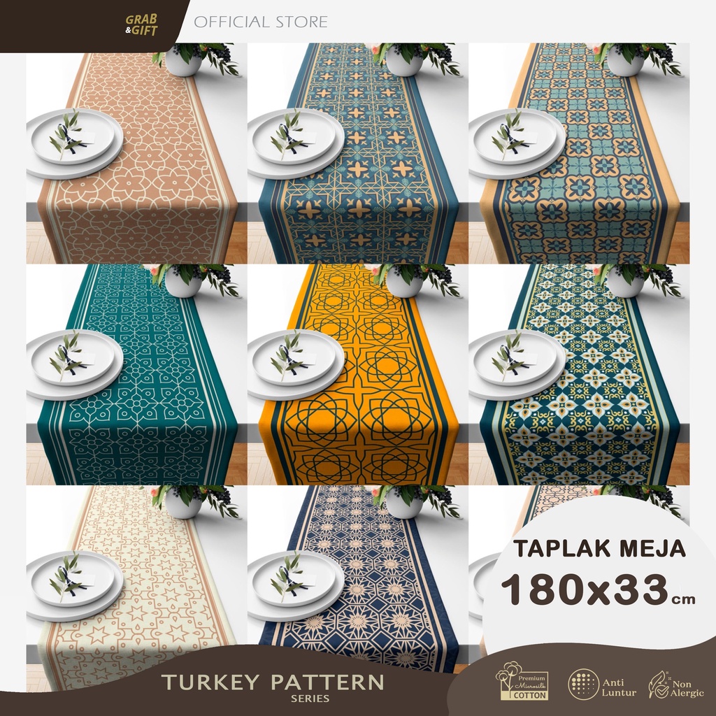 Jual Table Runner Taplak Meja Print Motif Turkish Minimalis 180x33cm ...