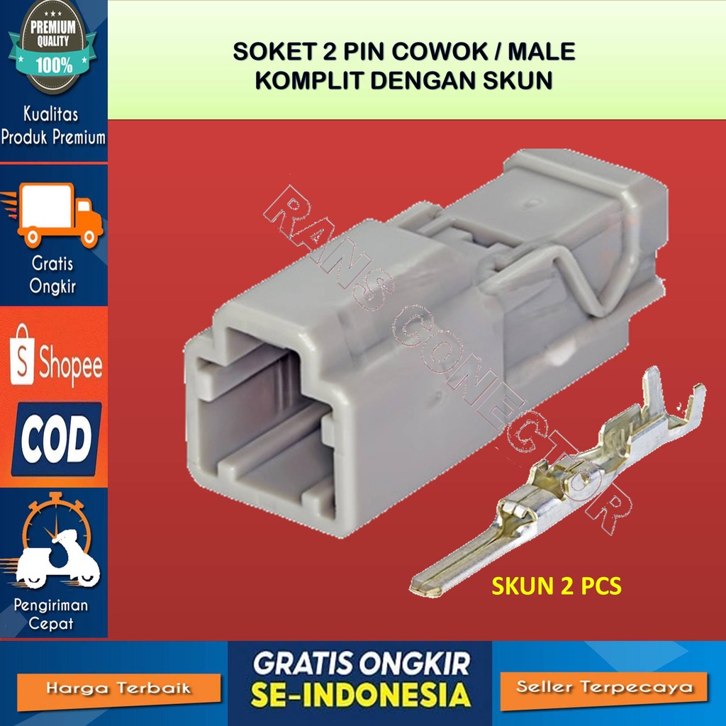 Jual SOKET 2 PIN MALE DENGAN SKUN - SOKET 2 PIN ORIGINAL MALE COWO ...