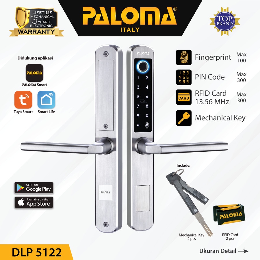 Jual PALOMA DLP 5122 SMART LOCK DIGITAL KUNCI PINTU RUMAH KUNCI SIDIK ...