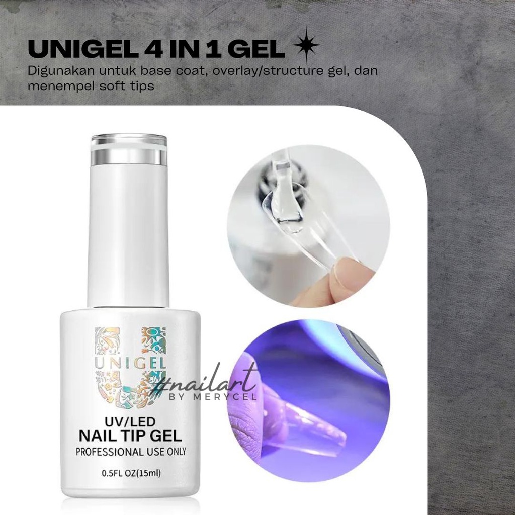 Jual UNIGEL 4in1 LEM SOFT TIPS OVERLAY STRUCTURE GEL POLISH BASE COAT ...