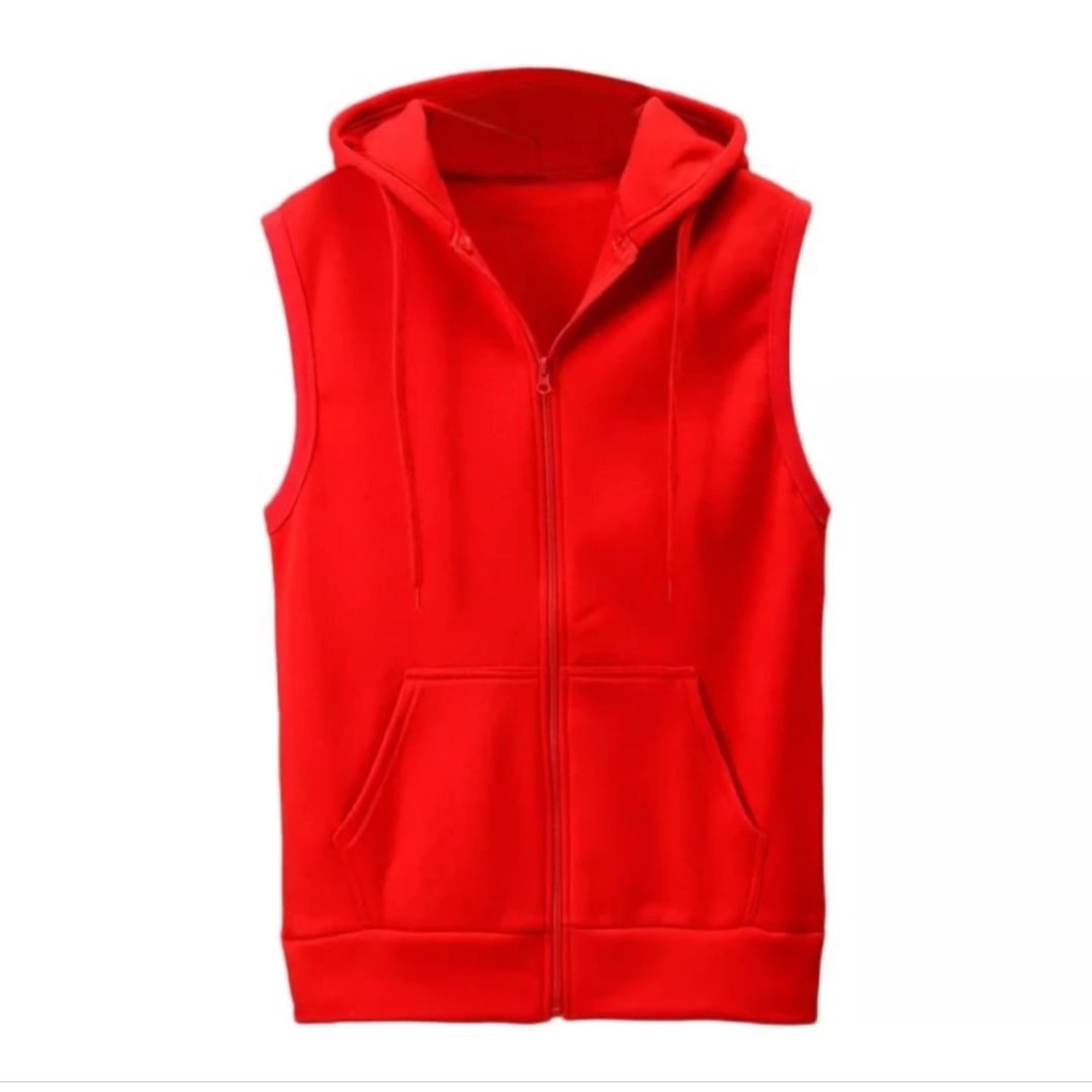 Jual Jaket Rompi Vest Zipper Merah Bahan Fleece bisa Sablon Custom ...