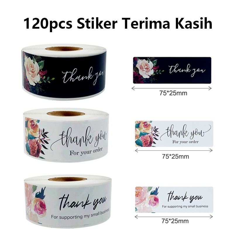 Jual [COD]120 PCS/ 1 Roll Sticker Terima Kasih / Sticker Thank You For ...
