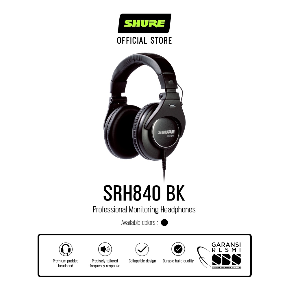 Jual Shure SRH840-BK-A Professional Studio Headphones | Shopee Indonesia