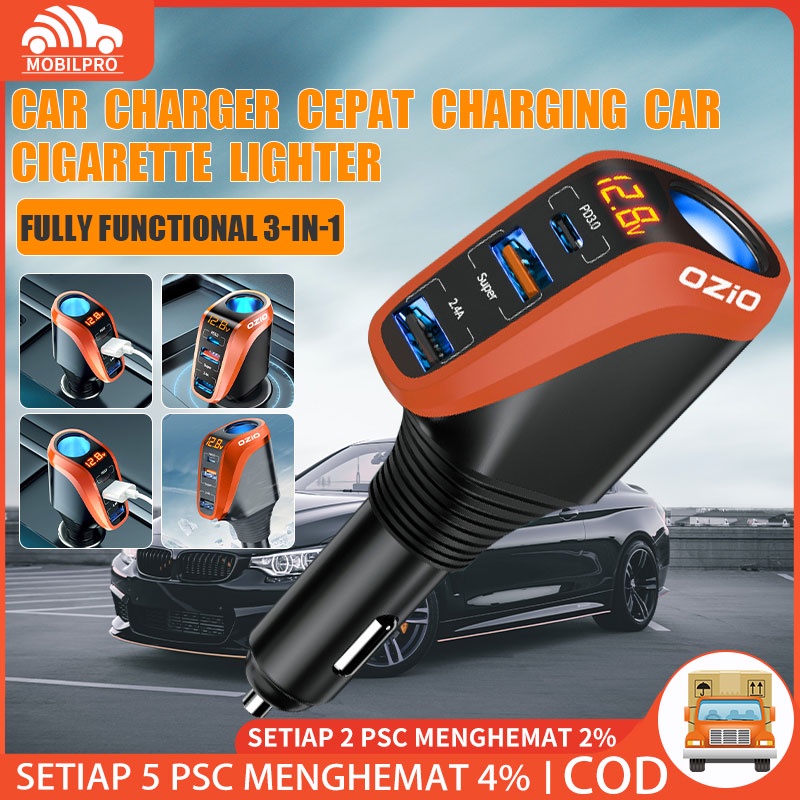 Jual Car Charger Colokan Mobil Car Fast Charger Colokan Mobil 3 Ports ...