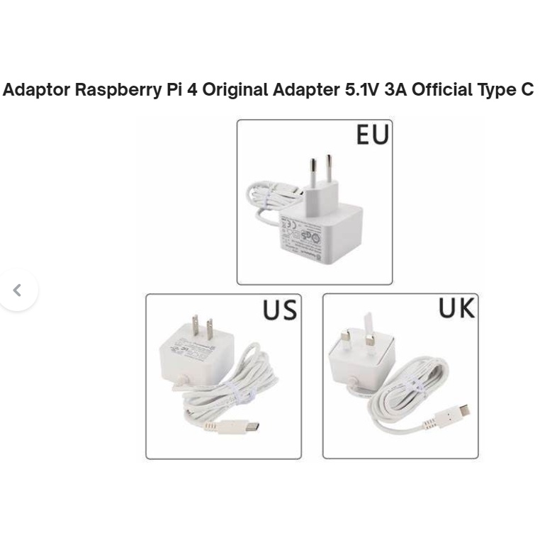 Jual Adaptor Raspberry Pi 4 Original Adapter 5.1V 3A Official Type C ...