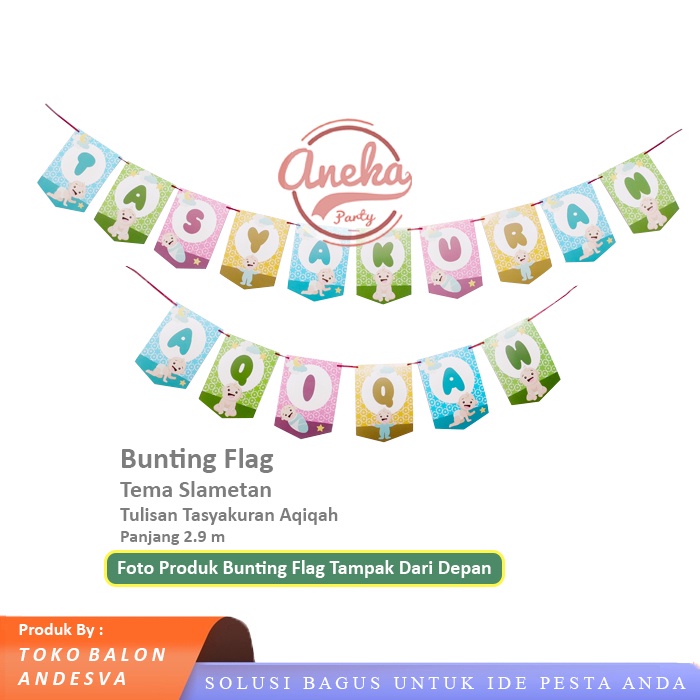 Jual Banner Tasyakuran Aqiqah Rainbow / Bunting Flag Tasyakuran Aqiqah ...