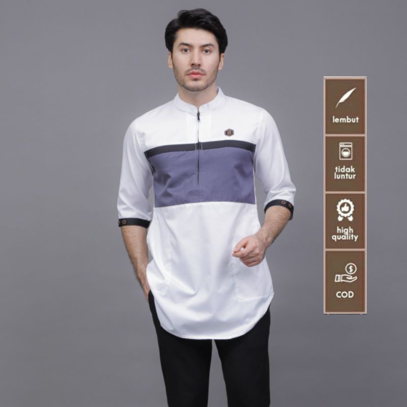 Jual Baju Koko Kurta gamis Pria Dewasa Terbaru Lengan 3/4 model ...