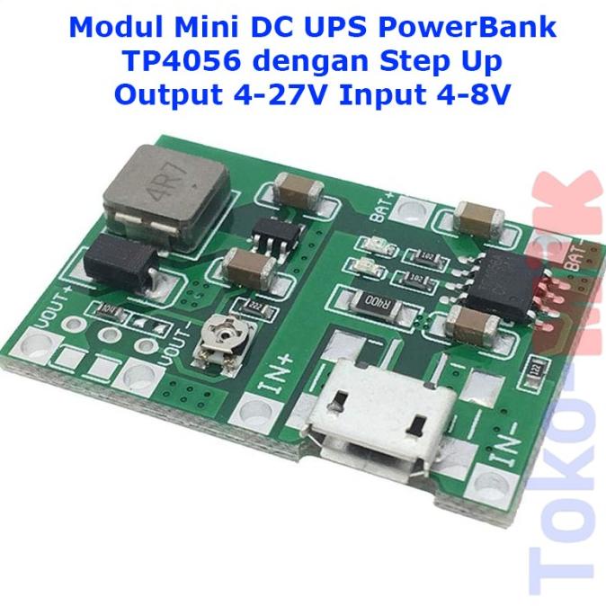 Jual Modul Mini DC UPS Lithium 18650 PowerBank TP4056 Step Up MT3608 ...