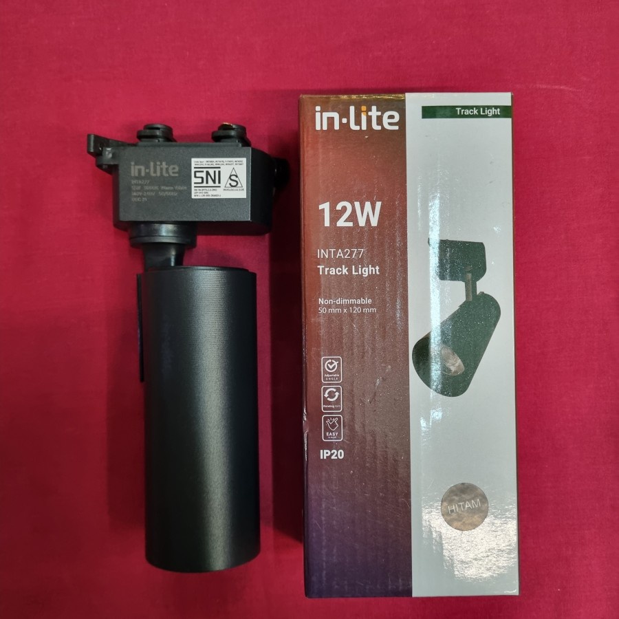 Jual INTA277 Track Light Kap Lampu Rel LED 12w Body Hitam Inlite ...