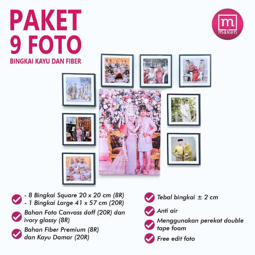 Jual Makenliving Paket 9 Foto dan Frame/Bingkai Tersedia 2 Warna dan ...