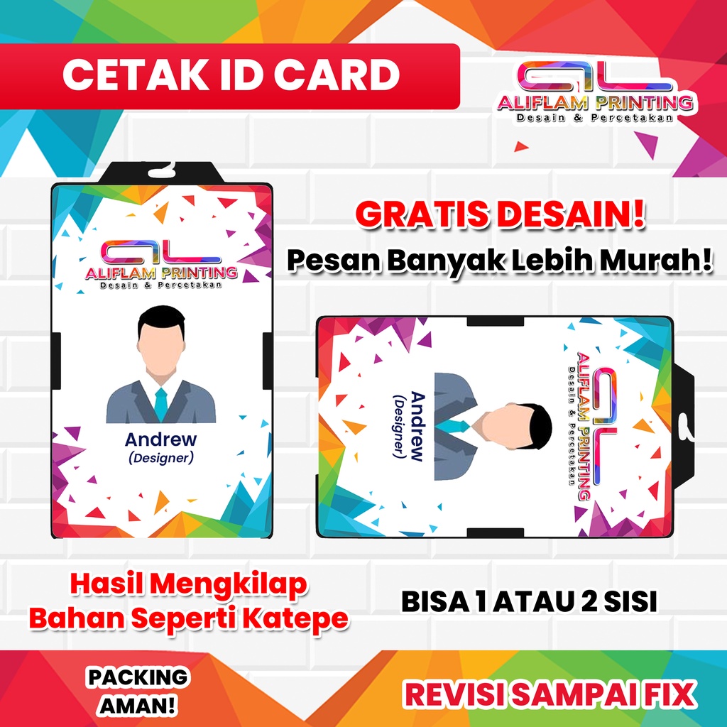 Jual CETAK ID CARD TANPA MINIMAL ORDER | FREE DESIGN | Shopee Indonesia