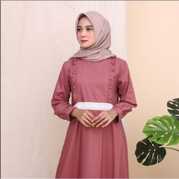 Jual Miranda Dress - Pink / Gamis Wanita / Gamis Renda Wanita / Moderia ...
