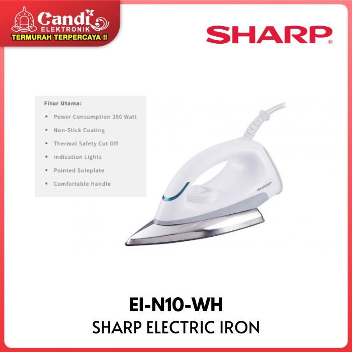 Jual SHARP Iron Electric Setrika Kering Listrik EI-N10-WH | Shopee ...