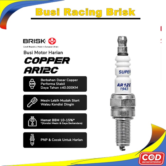 Jual Busi Motor BRISK Copper AR12C Copper Super AR.12C | Shopee Indonesia