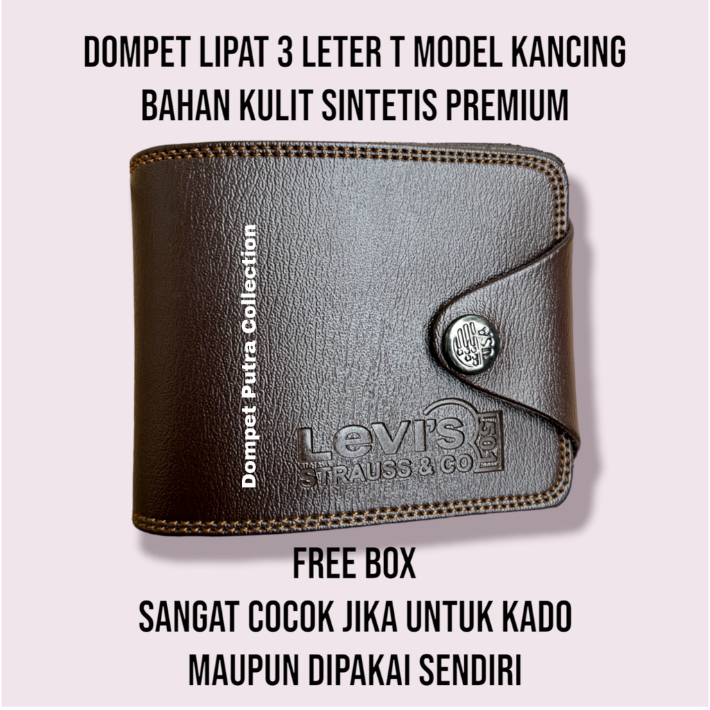 Jual Dompet Kulit Dompet Pria Model Kancing Like PU Leather Dompet ...
