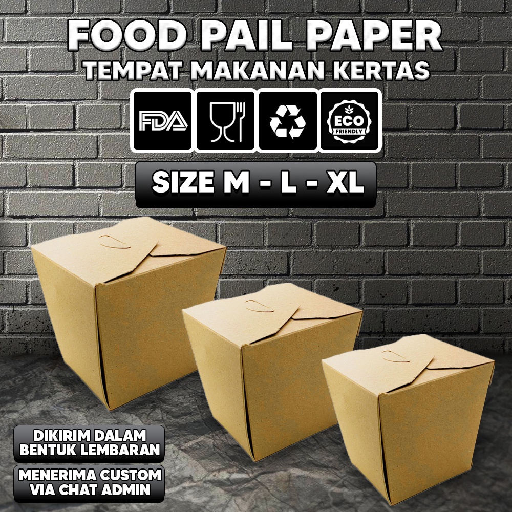 Jual FOOD PAIL - PAPER LUNCH BOX - KOTAK MAKAN DUS COKLAT / KRAFT ALL ...