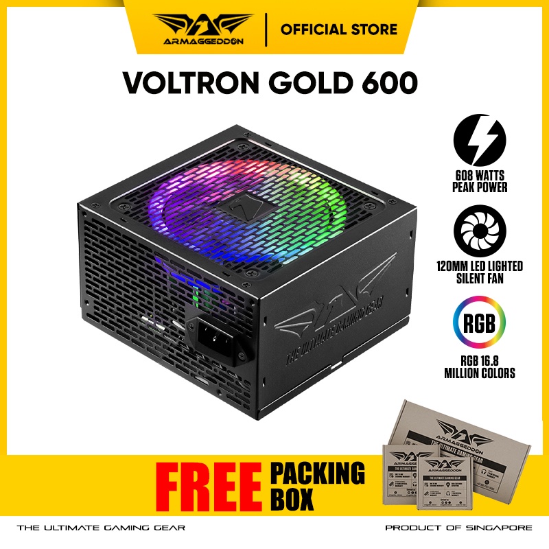 Jual Power Supply Armaggeddon PSU Voltron Gold 600 Watt RGB Gold [ 12mm RGB Powerful Fan ] [ 10 ...