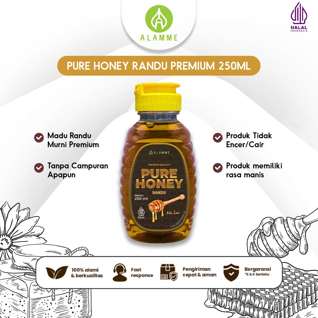 Jual Alamme Pure Raw Honey Madu Randu Murni 100% Original Premium 250ml ...