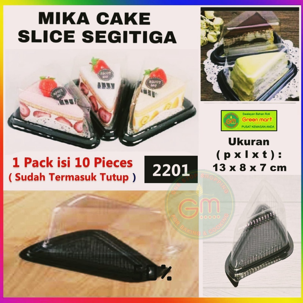 Jual Mika Cake Kue Tart Slice Potongan Segitiga Tutup Bening Transparan ...