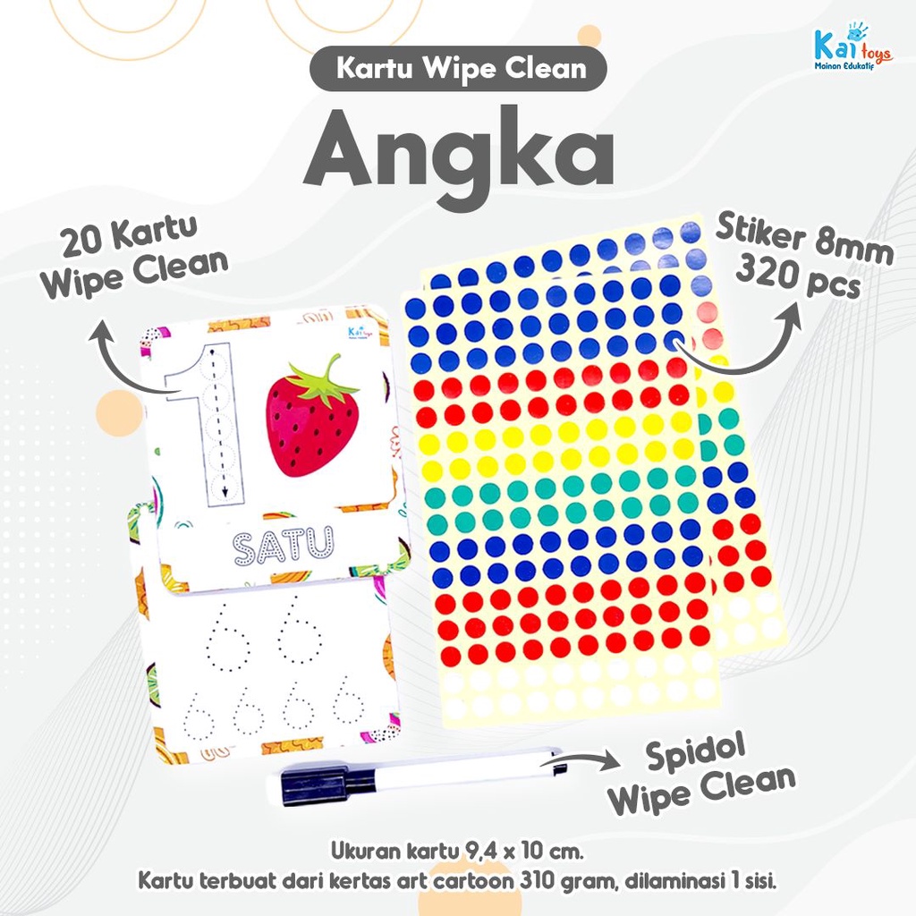 Jual Kartu Wipe and Clean Angka Free Spidol dan Stiker / Flash Card ...