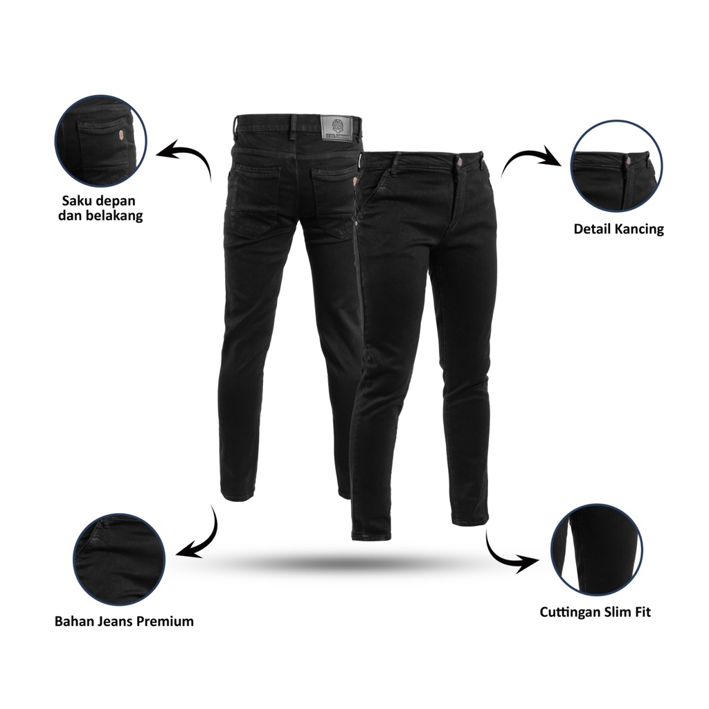Jual Celana Soft Jeans Hitam Pria Celana Jeans Hitam Pria Bahan Melar ...