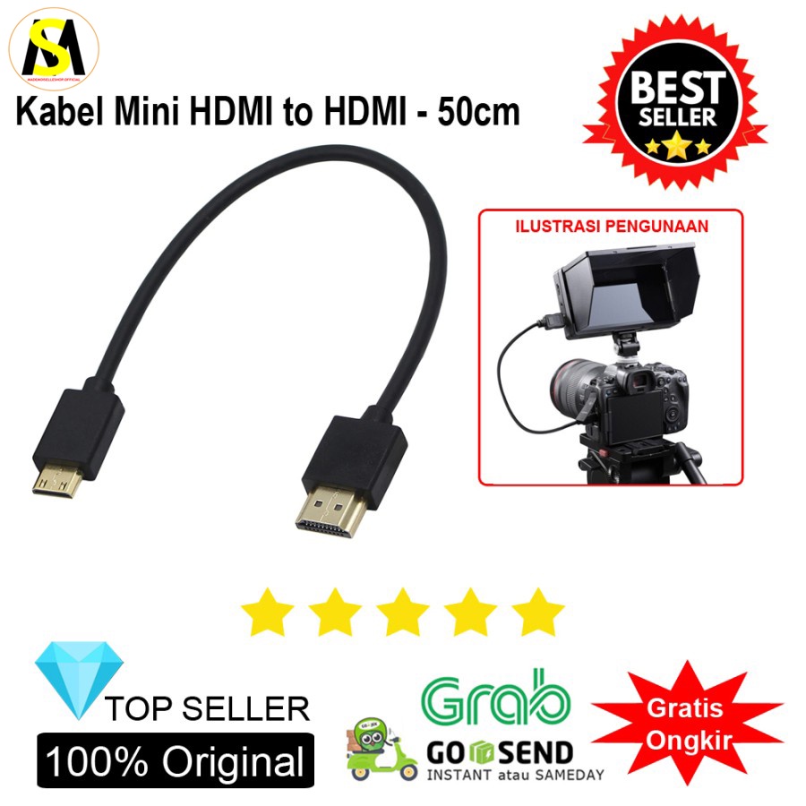 Jual Kabel Mini HDMI to HDMI 4K 50cm - Kabel HDMI Kamera ke Monitor ...