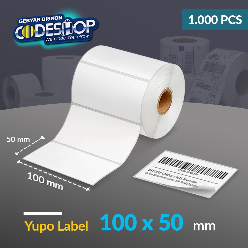 Jual Codeshop Label Stiker Yupo 100 x 50 mm 1 Line Core 1 Inch Isi 1000 ...