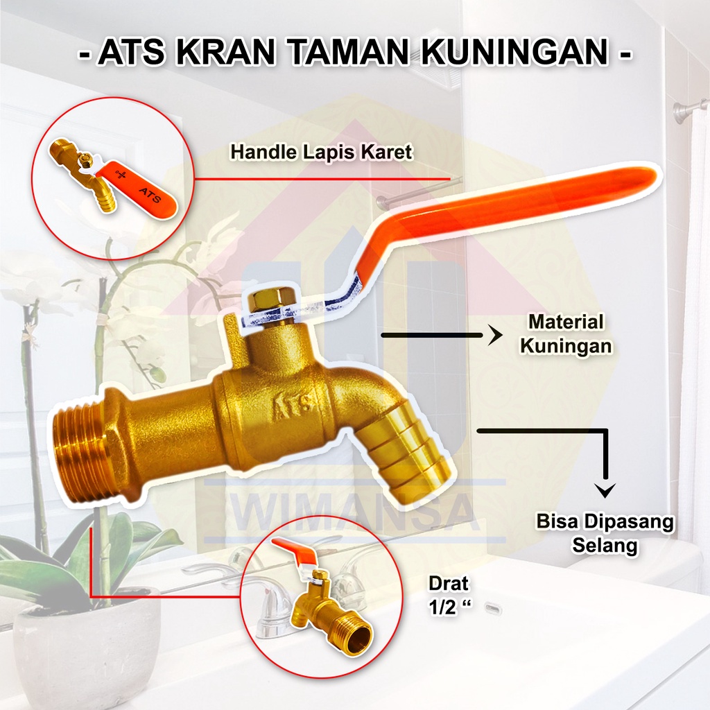 Jual ATS KRAN TAMAN KUNINGAN 1/2 INCH - KRAN KUNINGAN | Shopee Indonesia