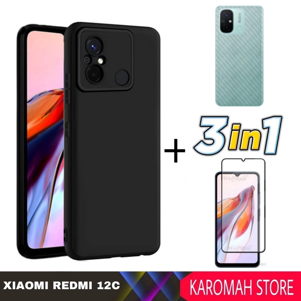 Jual PAKET 3 INC 1 CASE XIAOMI REDMI 12C 2023 Ultra Slim matte Premium ...