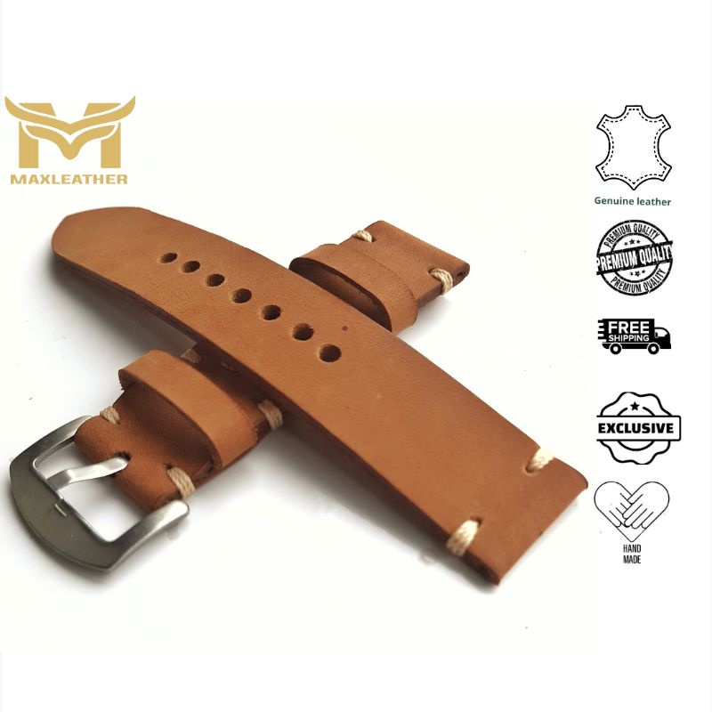 Jual Tali jam kulit asli, tali jam tangan kulit coklat, tali jam ...